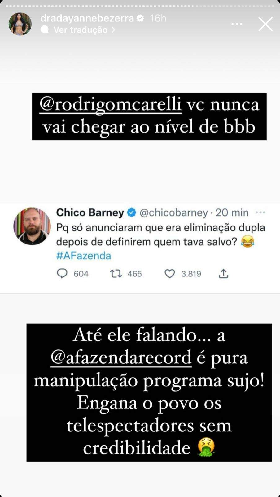 Irmã De Deolane Se Revolta Com ‘a Fazenda E Detona Diretor “você E